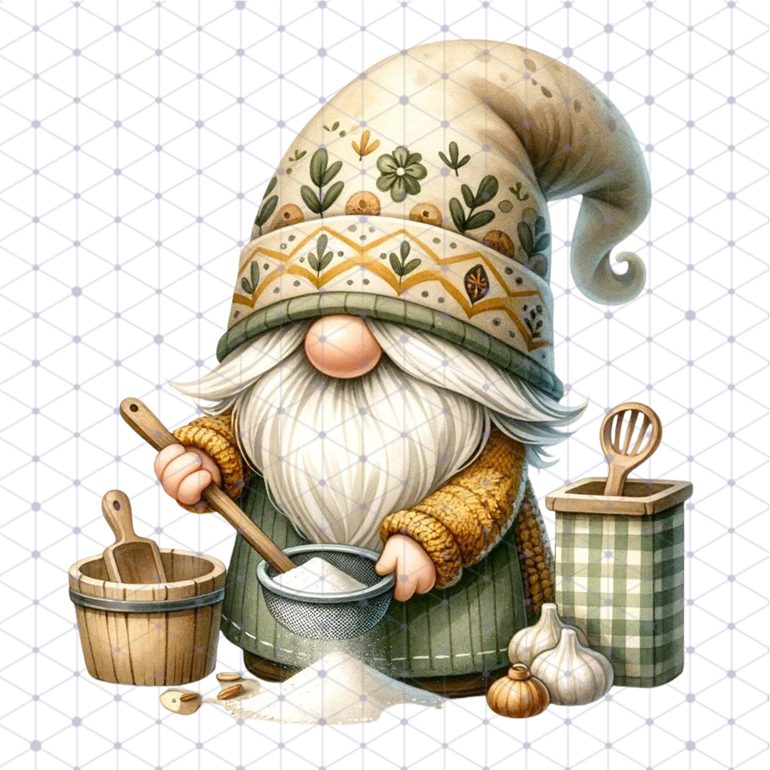 32 Enchanted Cooking Gnome Clipart Bundle Watercolor Whimsical Food ...