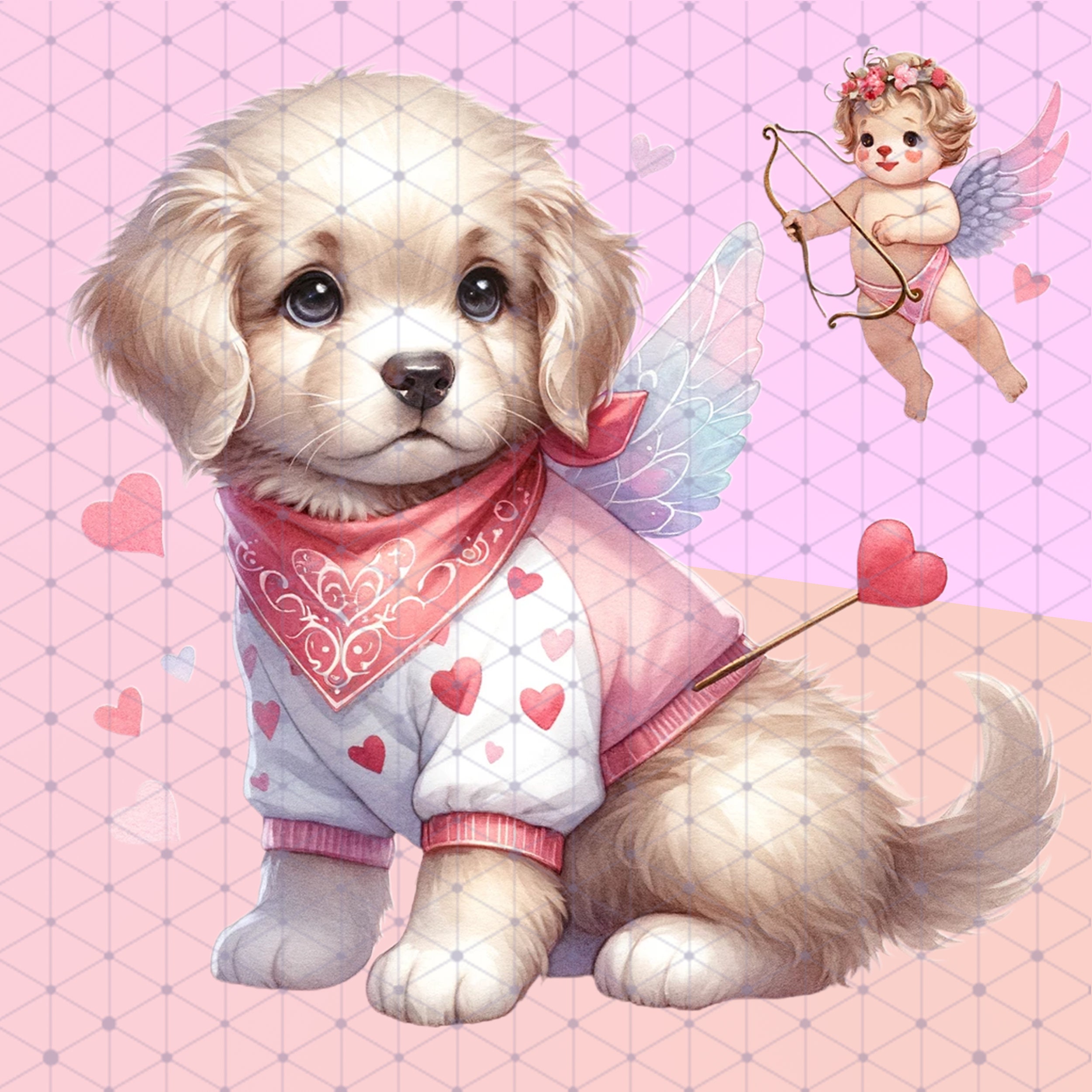 32 Valentine's Day Puppy Love Watercolor Clipart Collection, Valentine ...