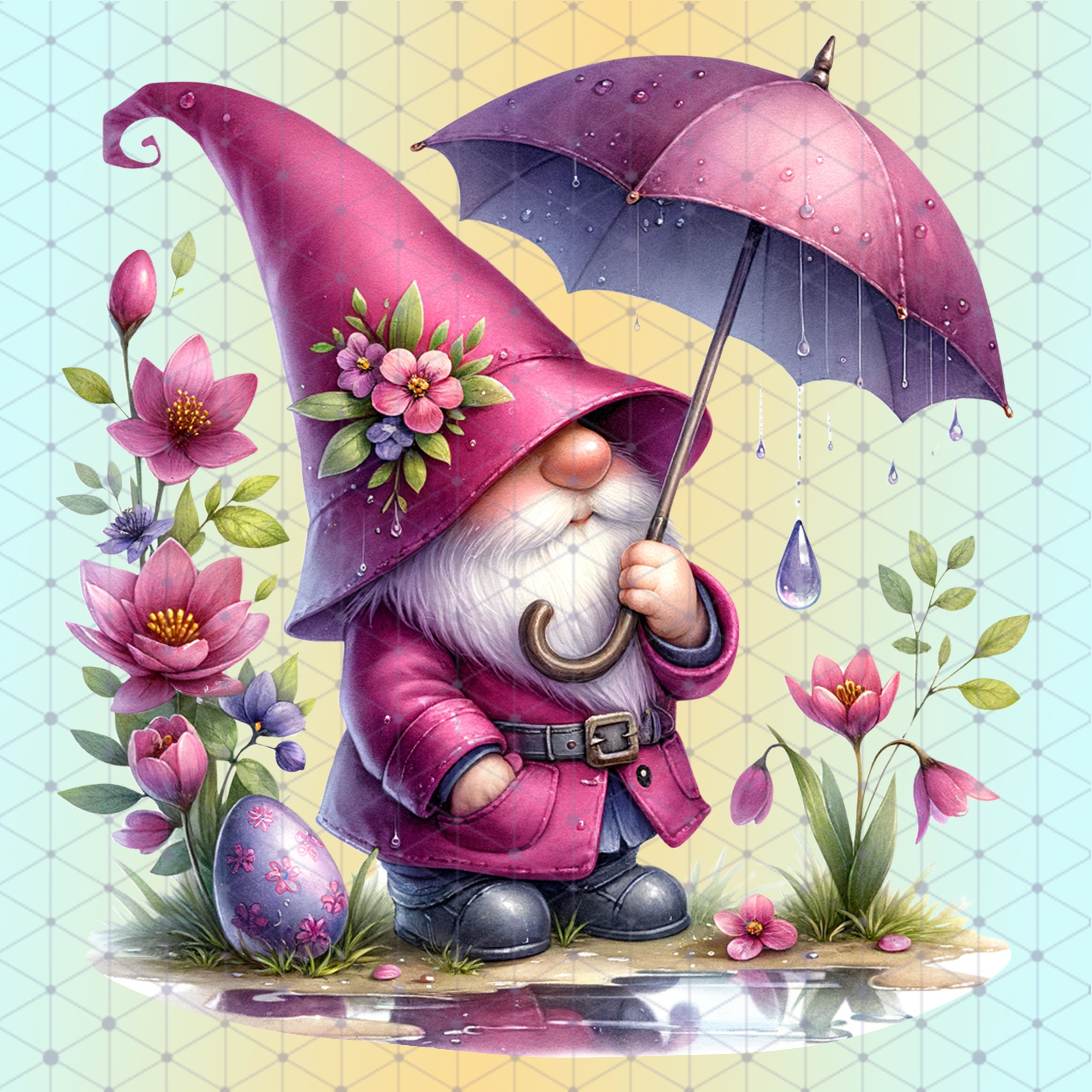 Whimsical Easter Gnome Clipart: Watercolor Spring PNG (digital Download ...