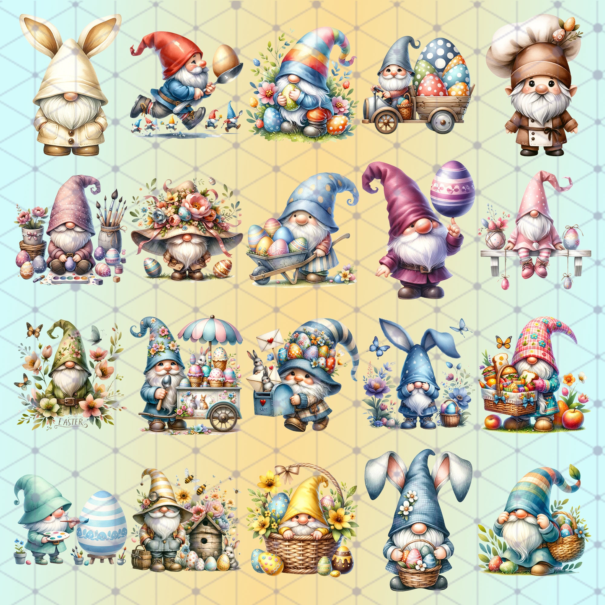 49 Whimsical Easter and Spring Gnome Clipart, PNG Easter Gnomes Clipart ...