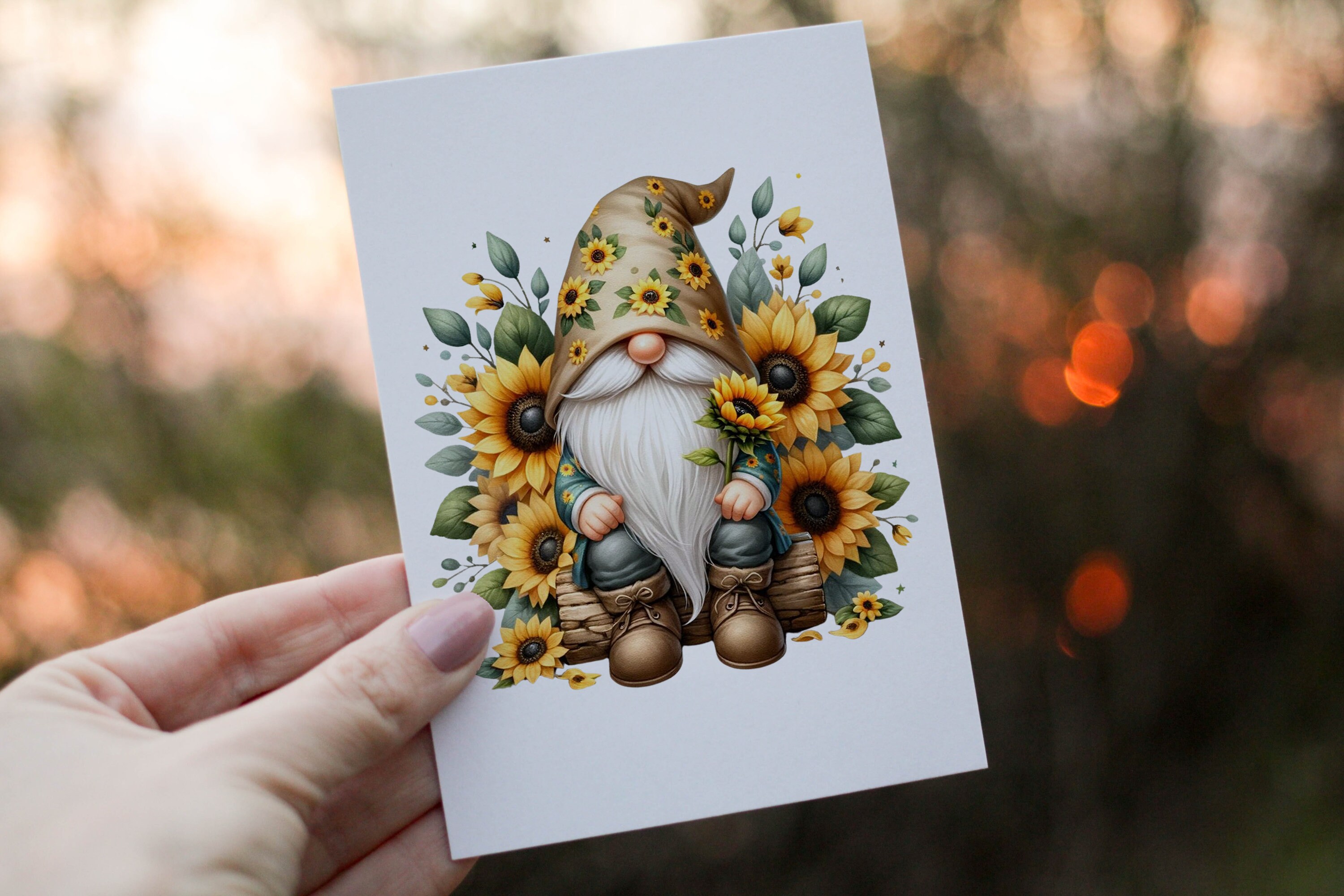 25 Charming Watercolor Sunflower Gnomes Clipart Bundle: Adorable Gnomes ...