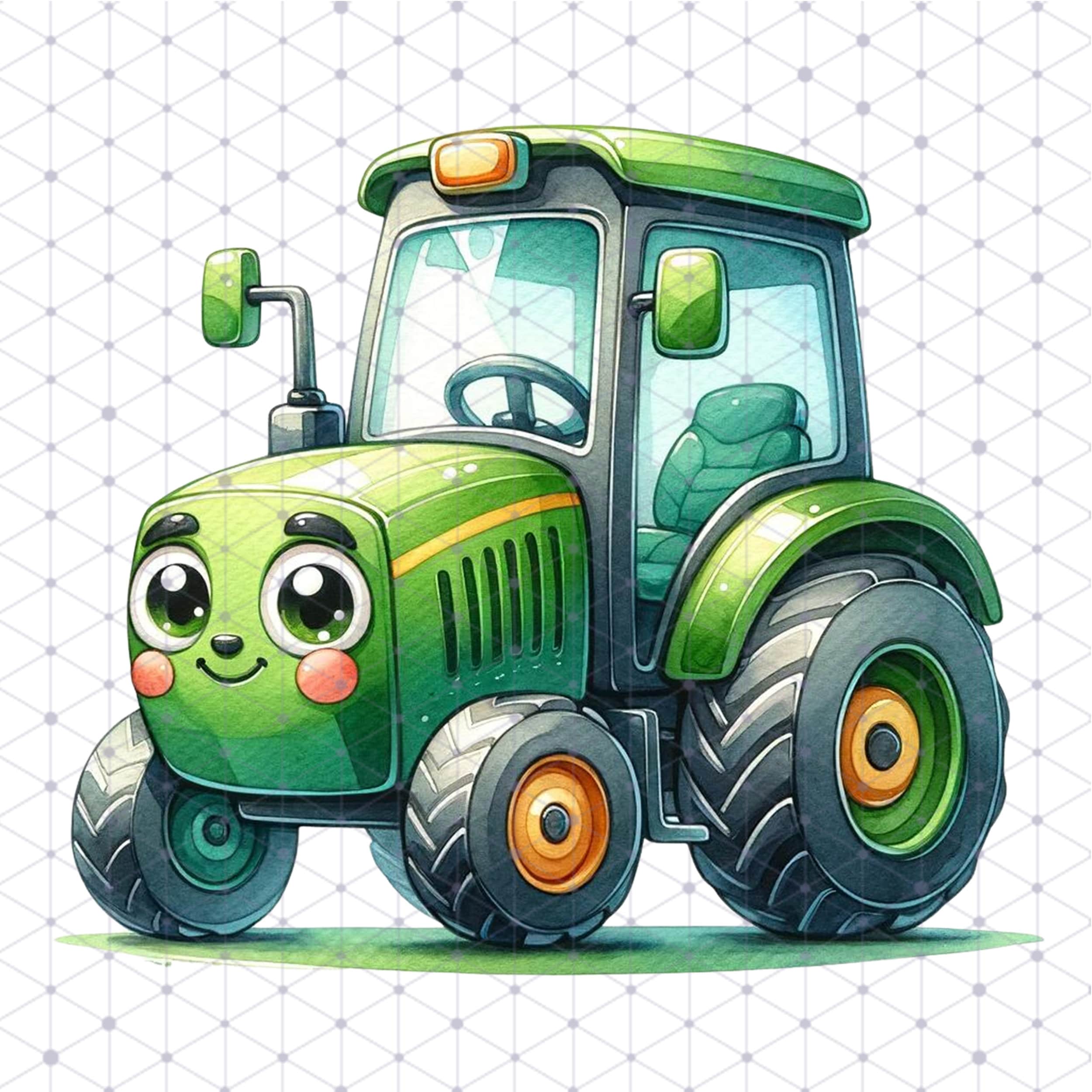 Agriculture Vehicle Clipart Kids' Watercolor Tractor, Harvester ...