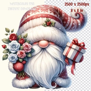 Bundle of Watercolor Rose Gnome Clipart: 25 PNG Images for Mother's Day ...