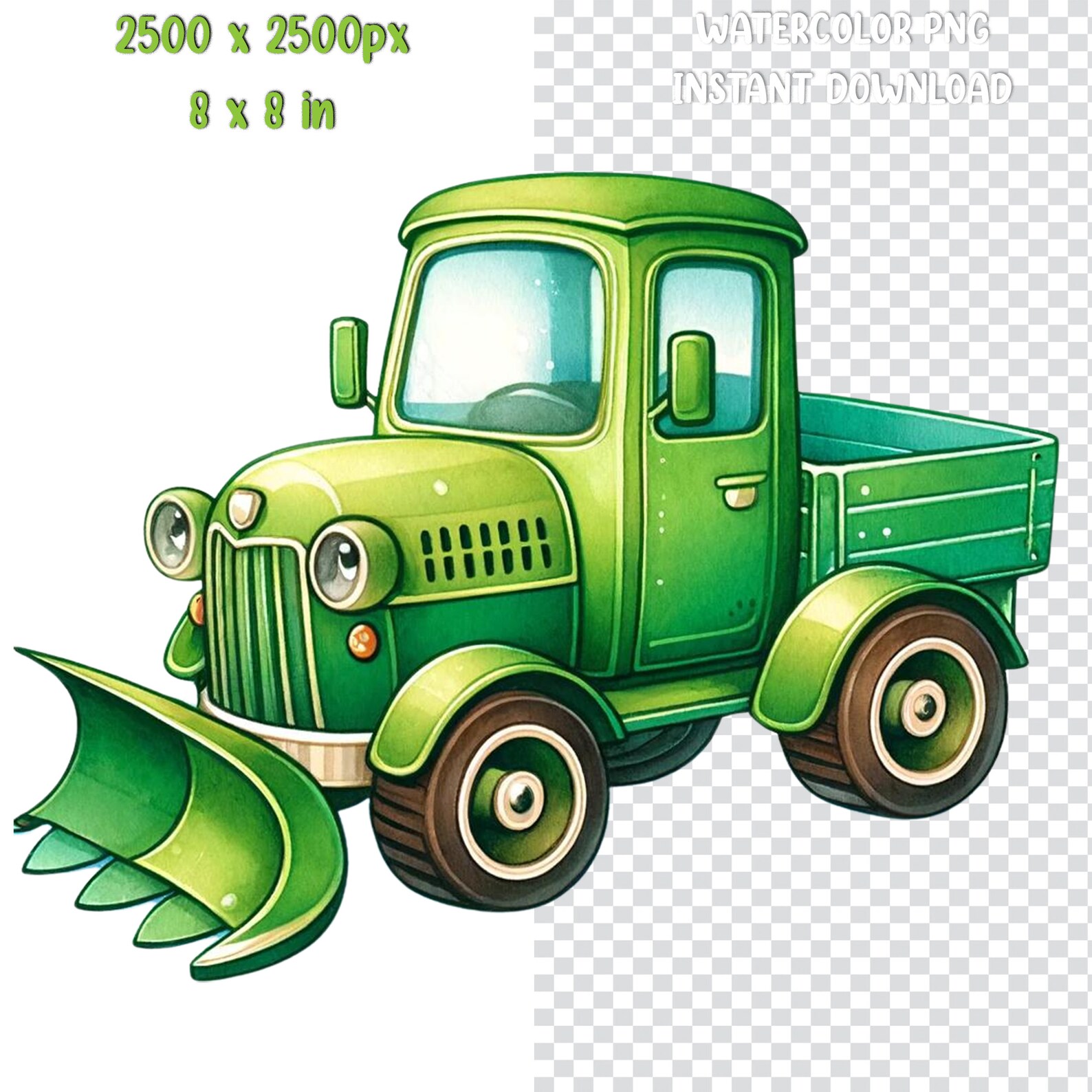 Agriculture Vehicle Clipart Kids' Watercolor Tractor, Harvester ...
