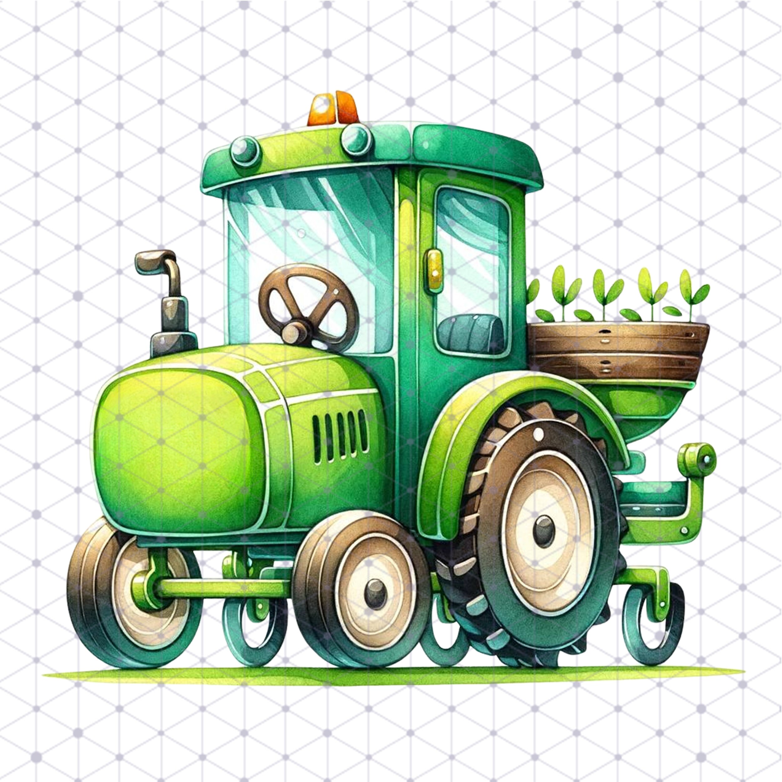 Agriculture Vehicle Clipart Kids' Watercolor Tractor, Harvester ...