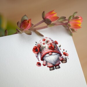 Watercolor Poppy Gnome Clipart: Remembrance Spring Design (PNG) - Etsy