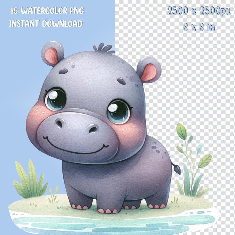 85 African Wild Animals Watercolor Clipart Collection, PNG Format, Lion ...