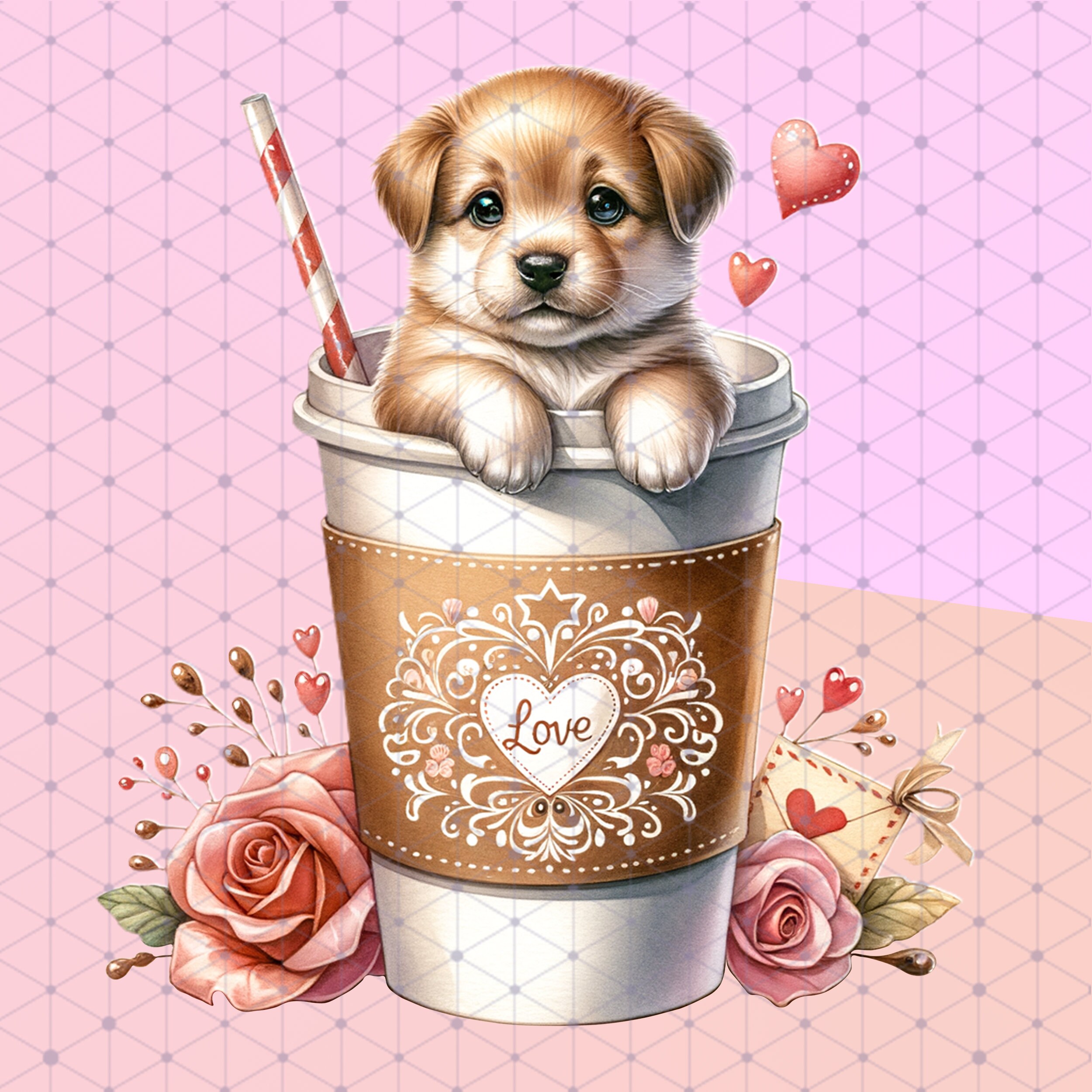 32 Valentine's Day Puppy Love Watercolor Clipart Collection, Valentine ...