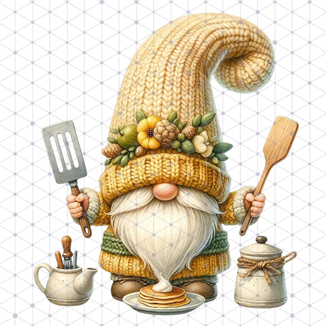 Watercolor Cooking Gnome Clipart Bundle: Whimsical Food PNG (digital ...
