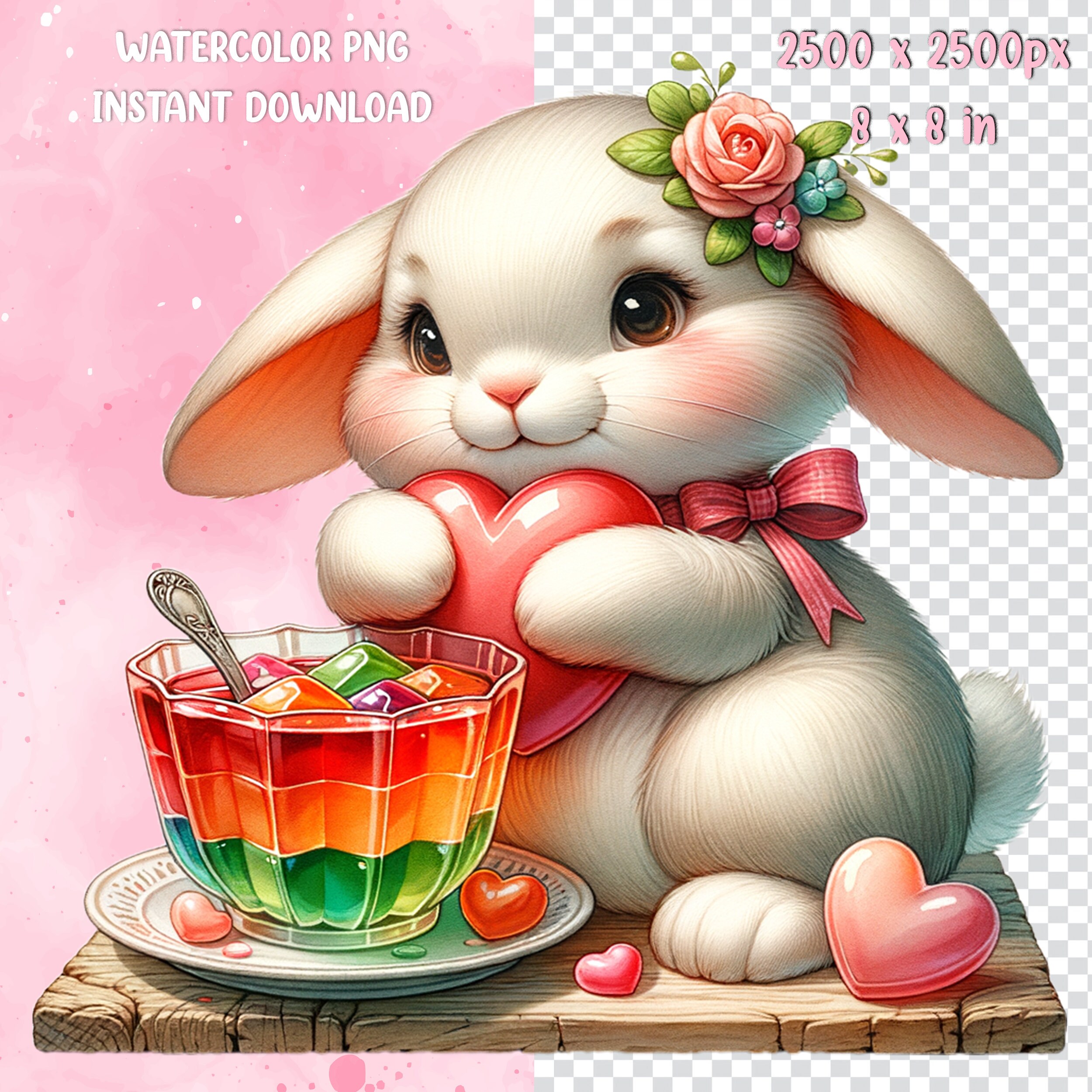 86 Valentine's Bunny Clipart Set, Sublimation Ready Png Graphics ...