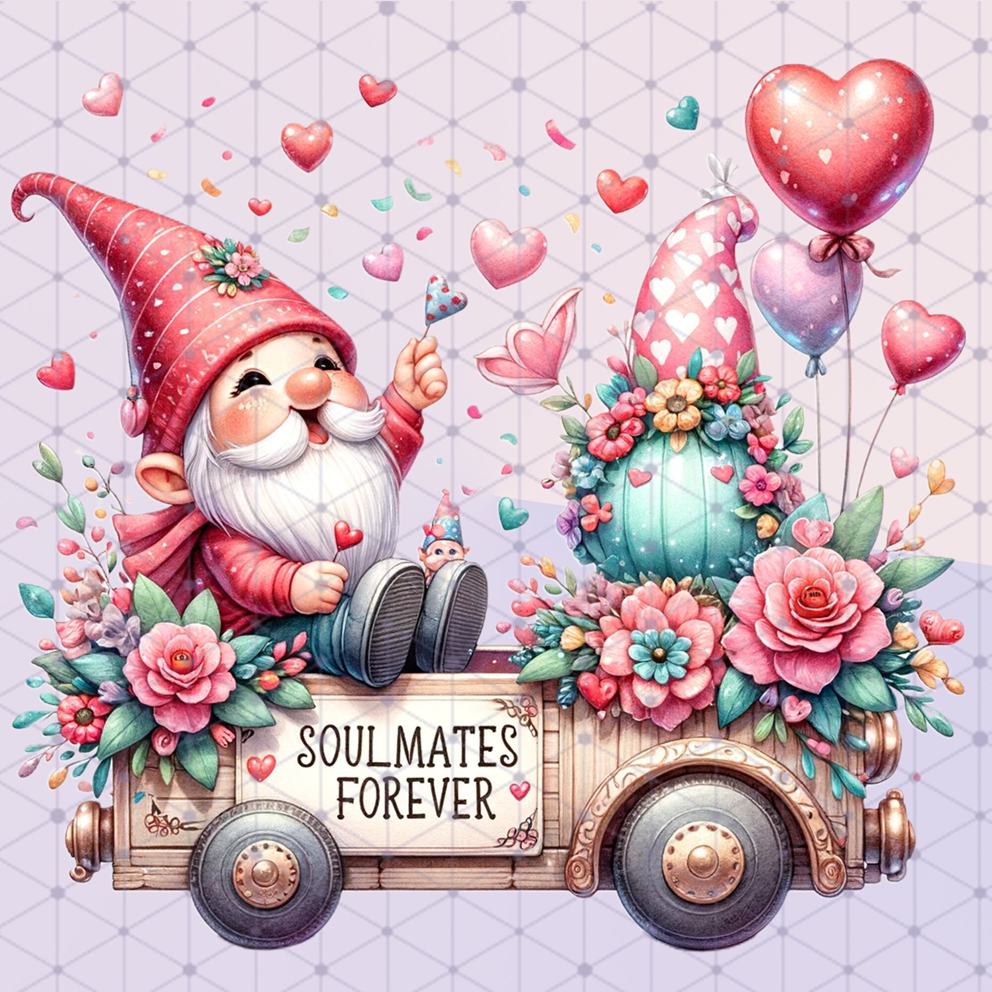 Watercolor Valentines Gnomes Clipart, 16 PNG Love Gnome Clipart ...