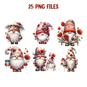 Watercolor Poppy Gnome Clipart: Remembrance Spring Design (PNG) - Etsy