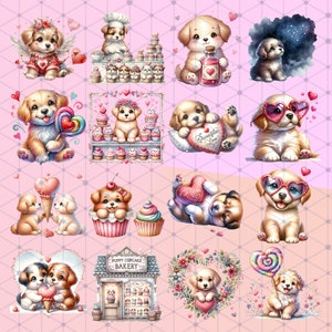Watercolor Valentine Puppy Clipart: Puppy Love PNG (digital Download ...