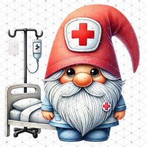 Watercolor Nurse Gnome Clipart: Graduation PNG Bundle (21 Designs) - Etsy