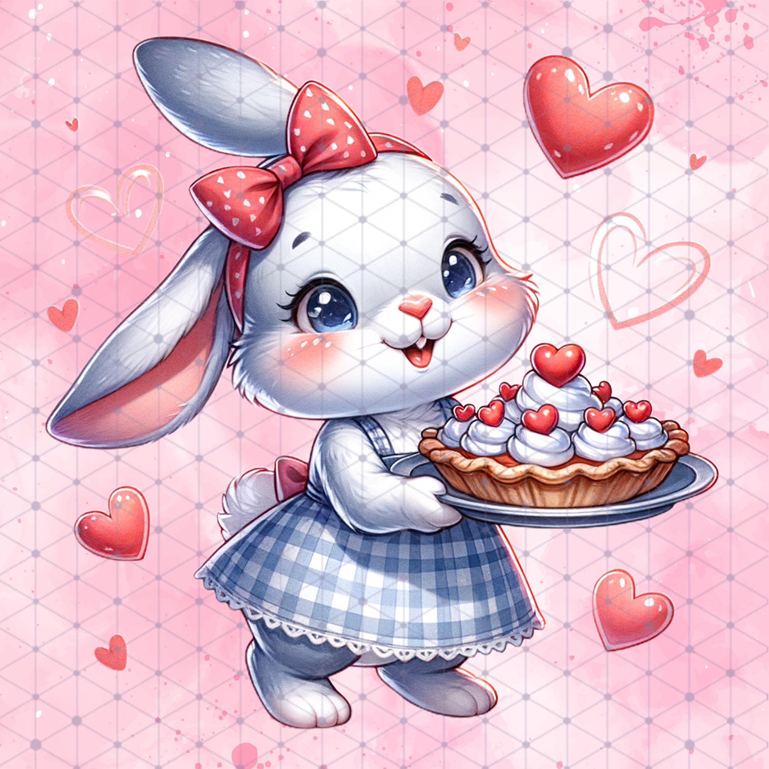 86 Valentine's Bunny Clipart Set, Sublimation Ready Png Graphics ...