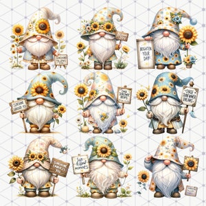 Watercolor Sunflower Gnome Clipart Bundle (digital Download) - Etsy