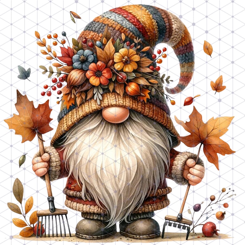 Fall Gnome Clipart Bundle: Watercolor Autumn Gnomes (PNG) - Etsy