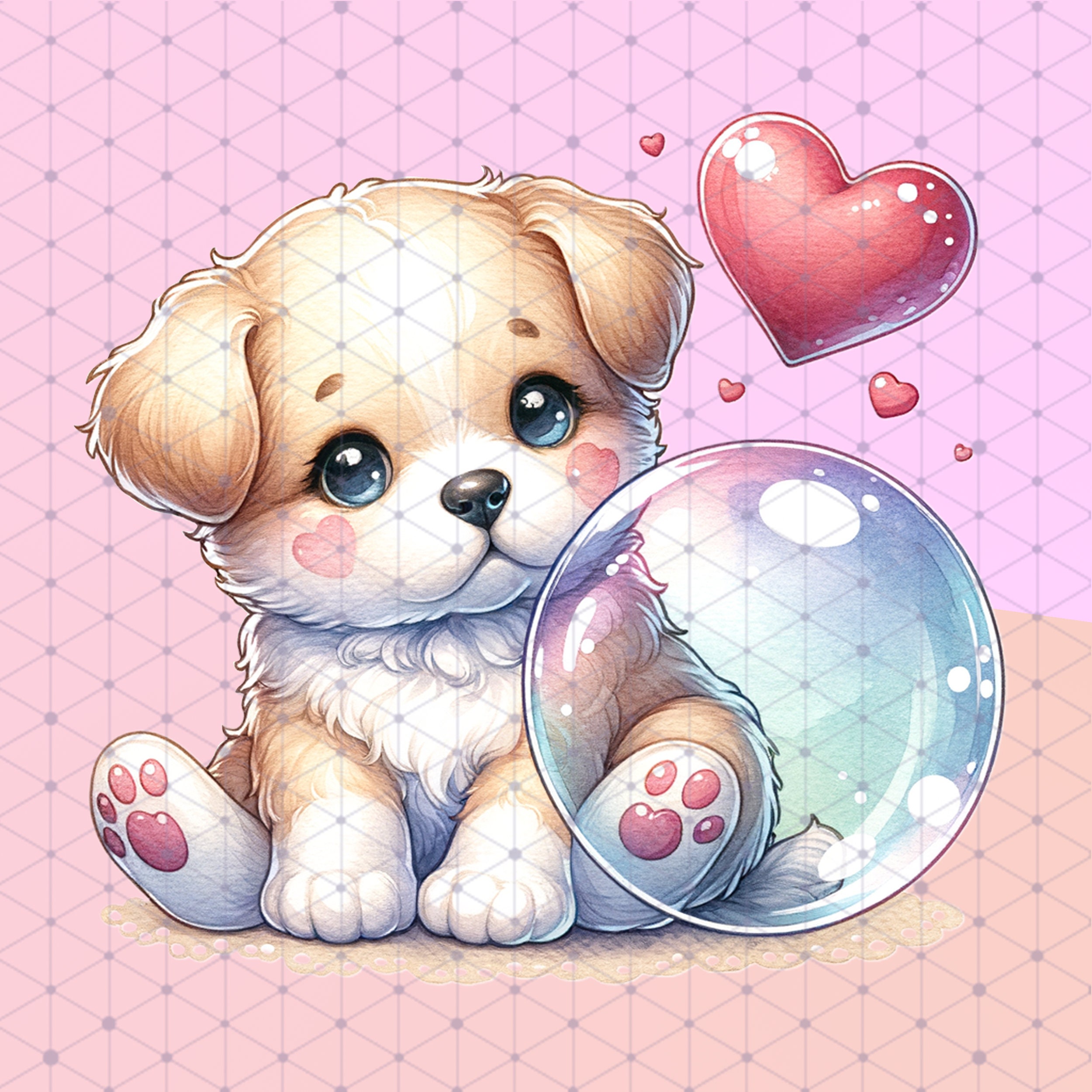 32 Valentine's Day Puppy Love Watercolor Clipart Collection, Valentine ...