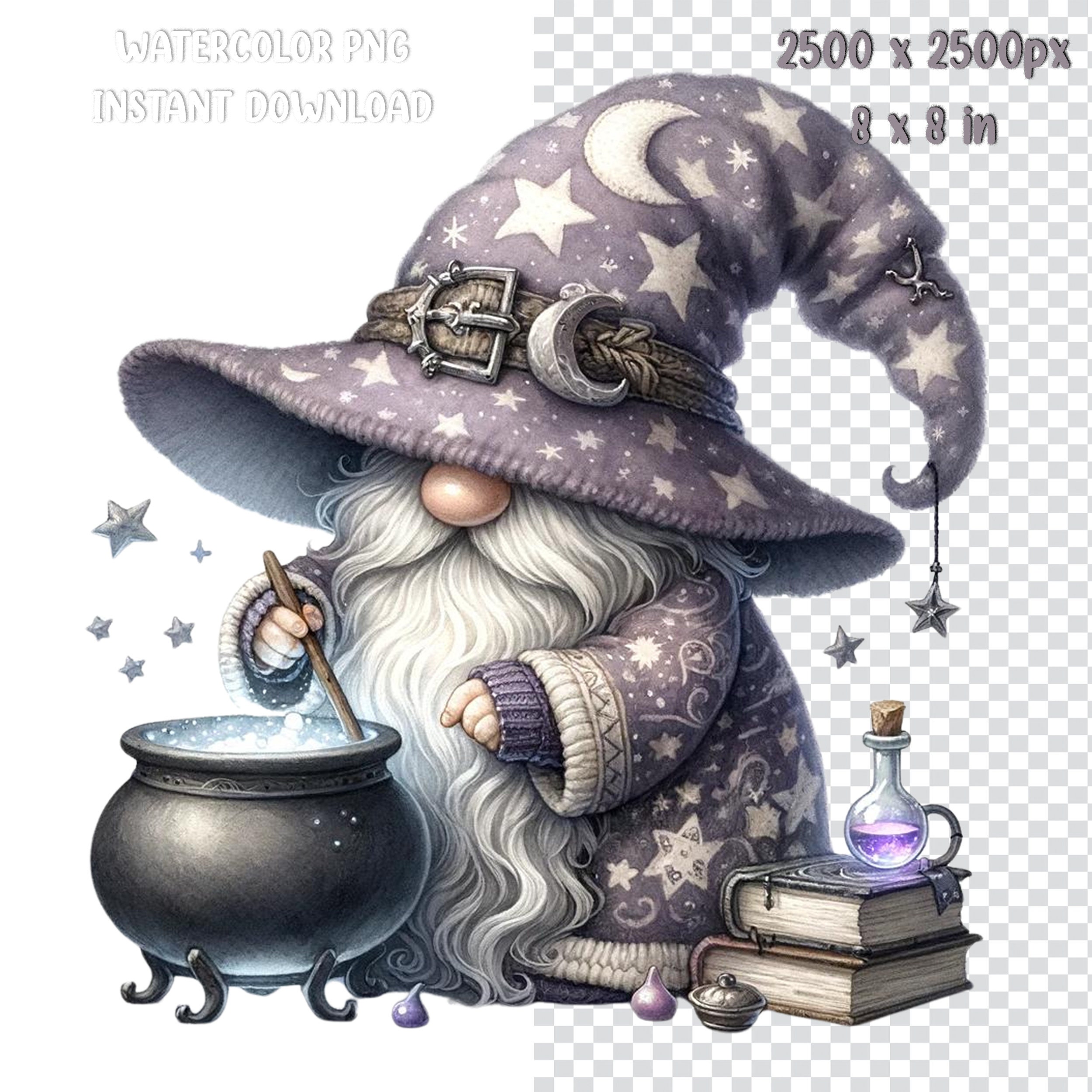 25 Whimsical Wizard Gnome Watercolor Clipart Bundle Fantasy Magic ...