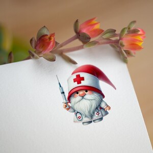 21 Nurse Gnome Clipart PNG, Watercolor Nurse Gnome Sublimation Design ...