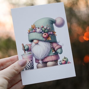 Watercolor Bubble Tea Gnomes Clipart Bundle: Nursery PNG (digital ...
