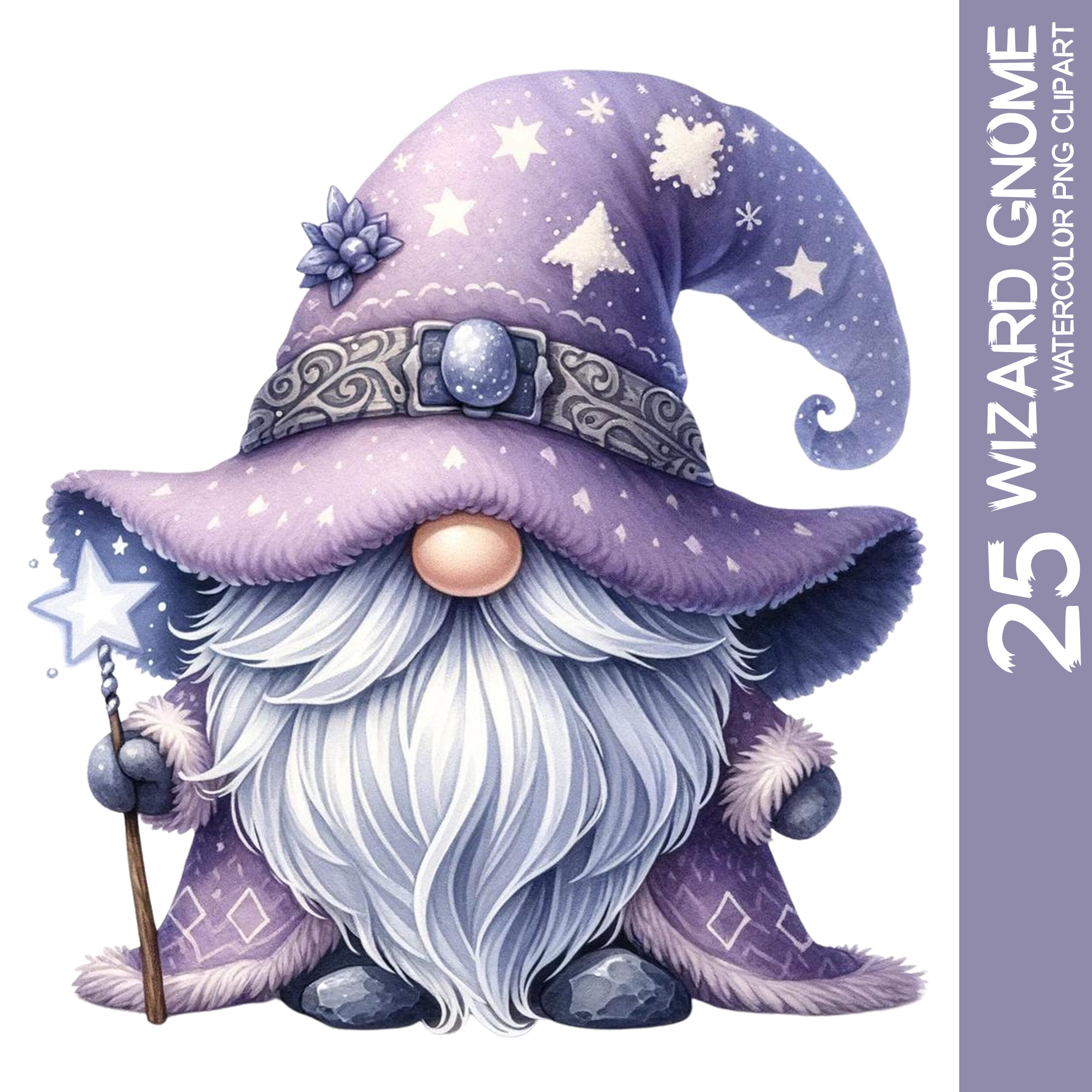 25 Whimsical Wizard Gnome Watercolor Clipart Bundle (PNG) - Etsy