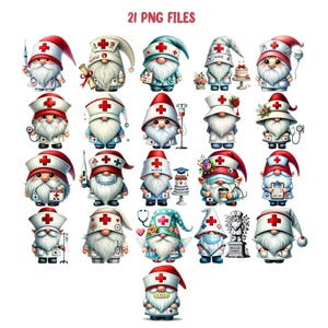21 Nurse Gnome Clipart PNG, Watercolor Nurse Gnome Sublimation Design ...