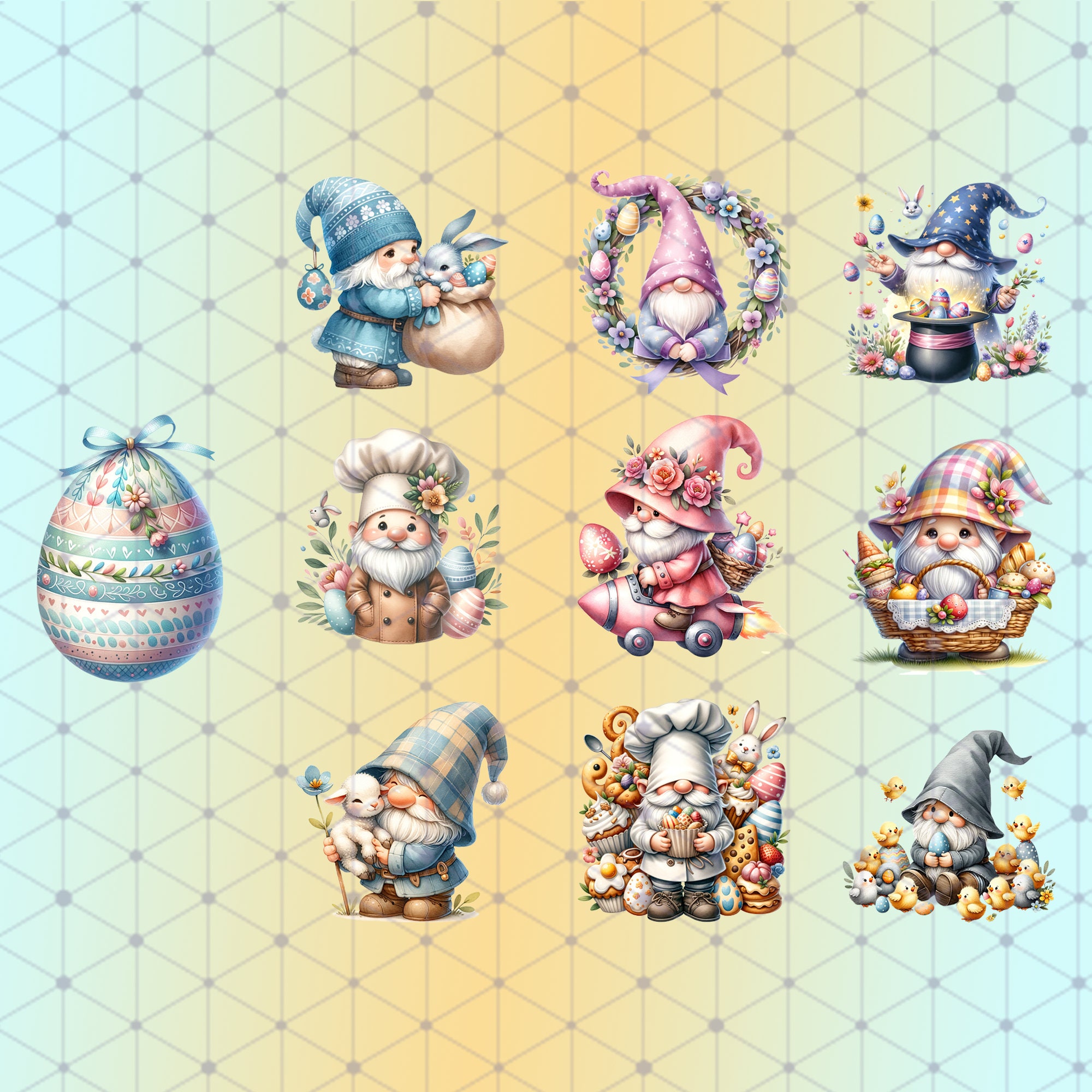 49 Whimsical Easter and Spring Gnome Clipart, PNG Easter Gnomes Clipart ...