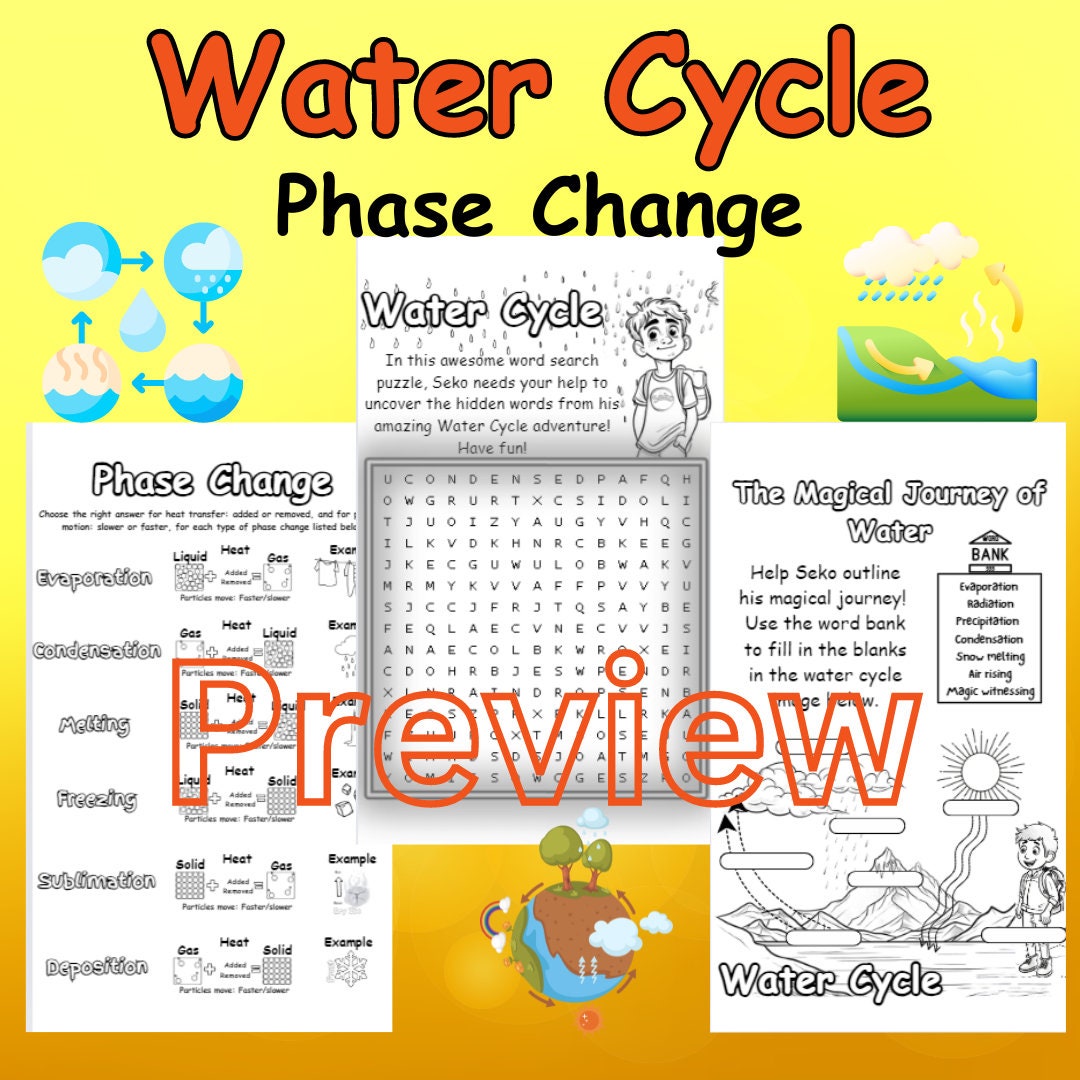 Exploring Phase Change and Water Cycle: Notes, Activities, Coloring ...