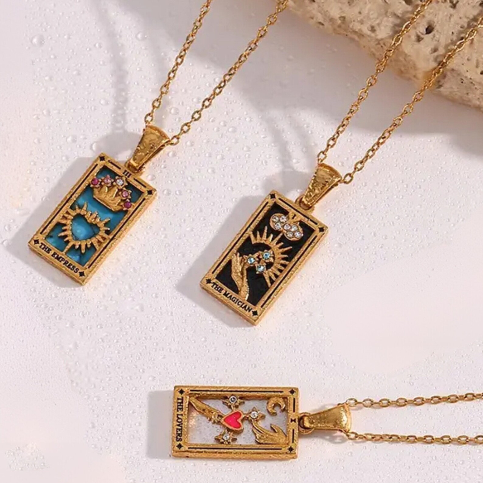 Tarot Charm Necklace: Lovers, Magician, Empress Symbols. Unique ...