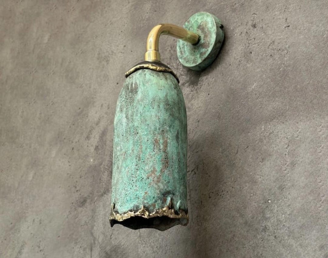 Outdoor Copper Scone Light, Cylinder Pendant Light, Green Patina Wall ...