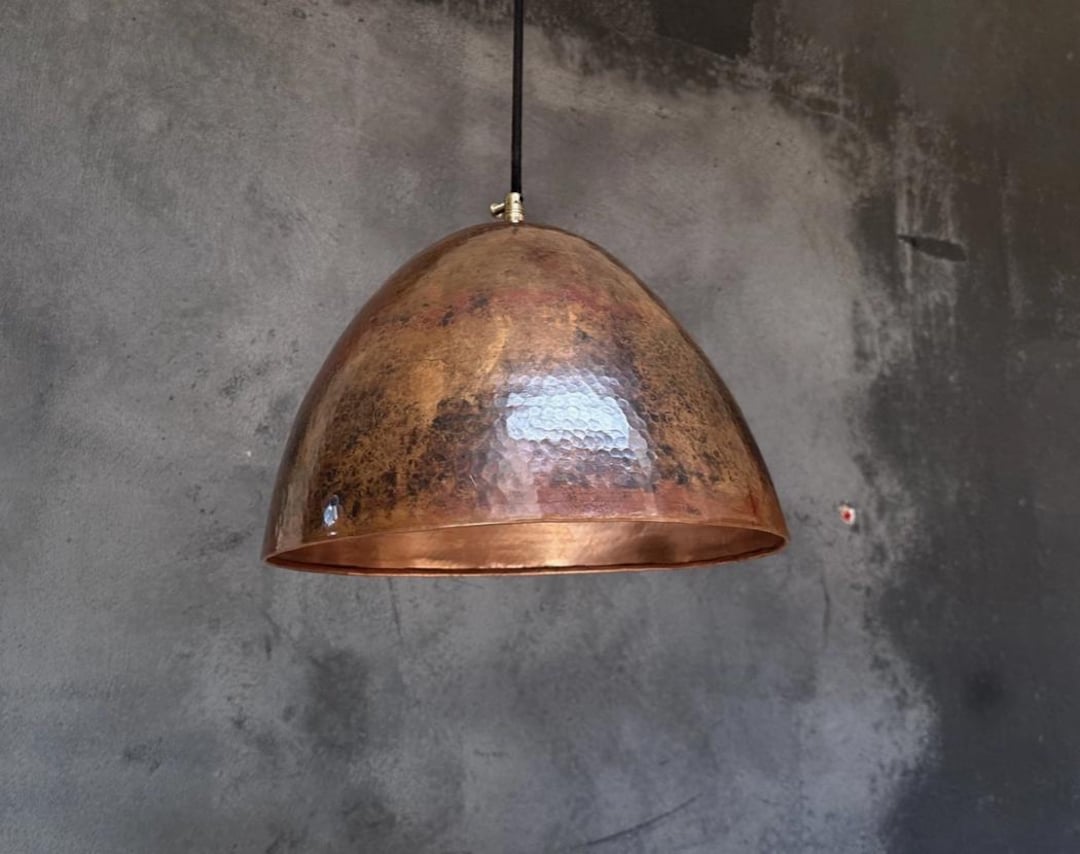 Hammered Copper Pendant Light Kitchen, Rustic Copper Pendant Light - Etsy