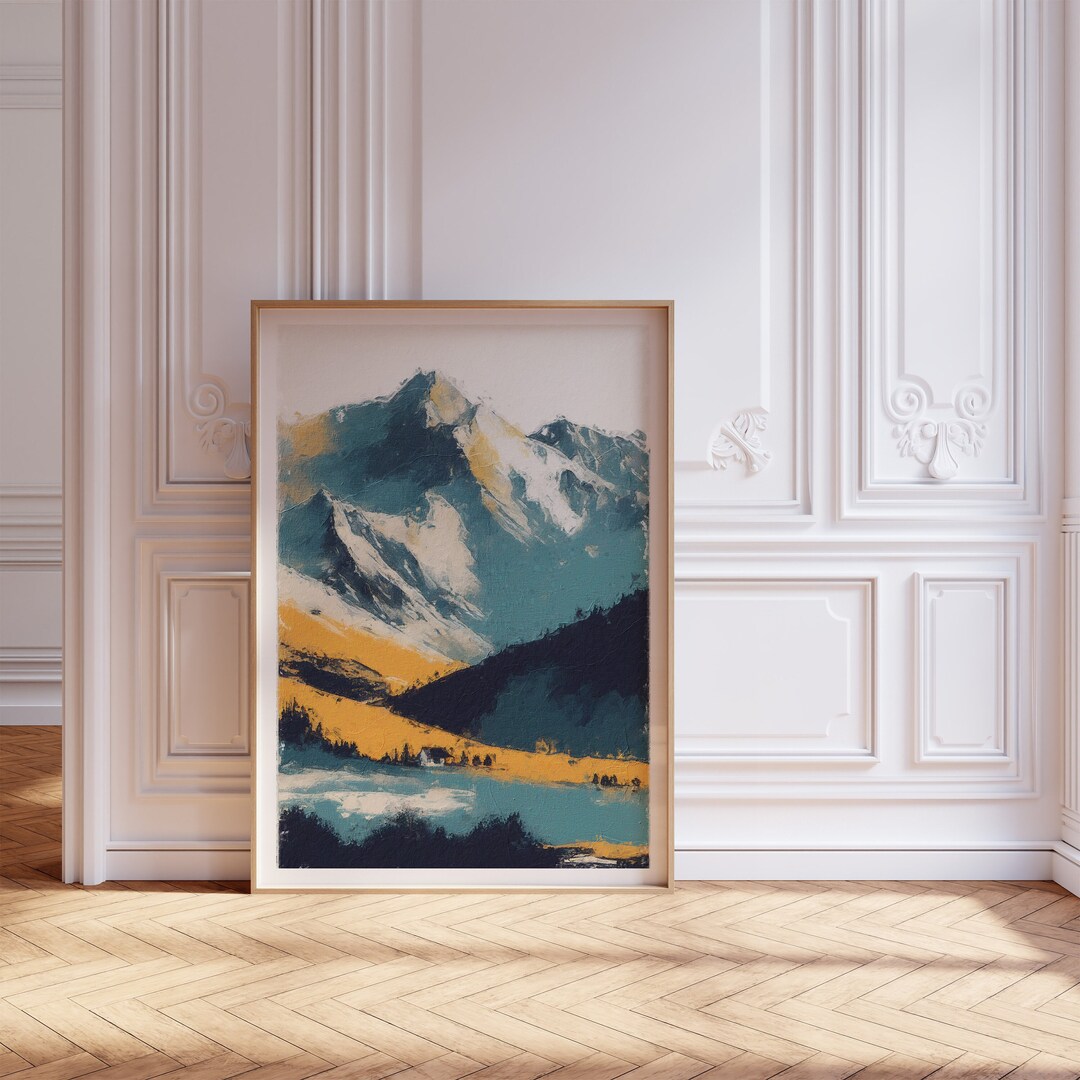 Mountain Landscape Impressionism Poster Serene Alpine View in Bold ...