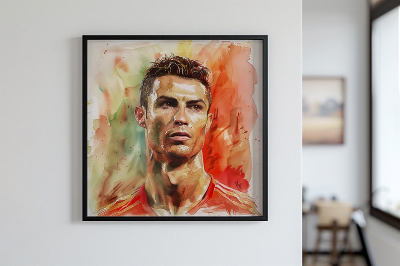 Cristiano Ronaldo Portrait Painting: CR7 Football World Star in Green ...