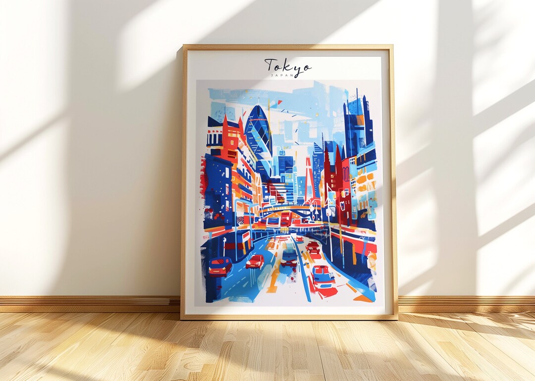Tokyo Travel Destination Art Print 02 Elegant Minimalist Blue Design ...