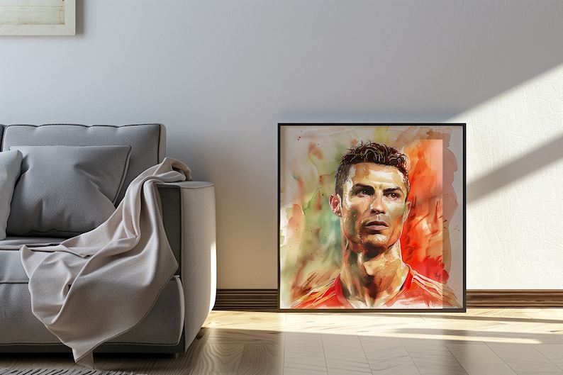Cristiano Ronaldo Portrait Painting: CR7 Football World Star in Green ...