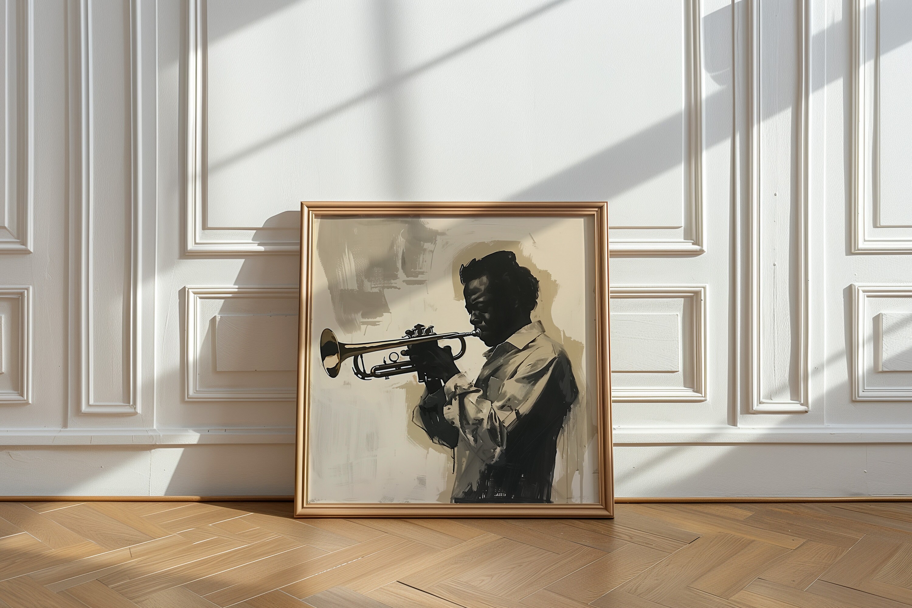 Miles Davis Painting Print in Neutral Colors: Jazz Legend Art 02 ...