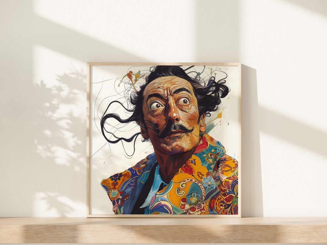 Salvador Dali Printable Sketch Portrait Instant Download for Modern ...