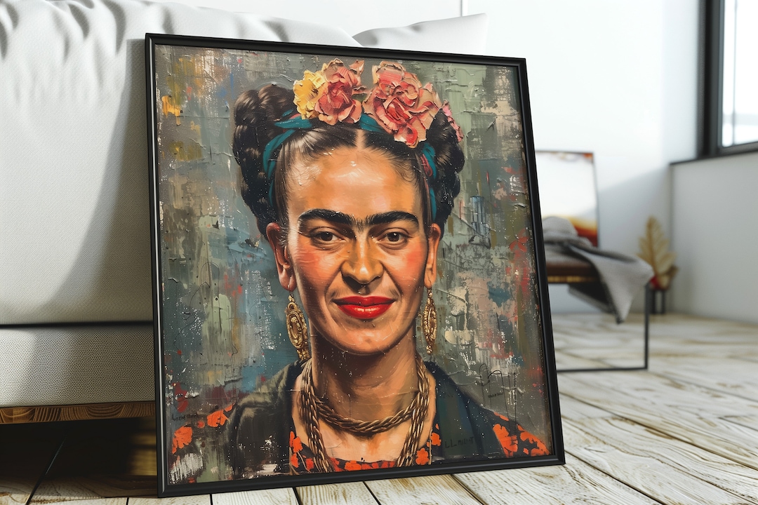 Frida Kahlo Portrait Art Print: Iconic Mexican Artist in Oil Painting ...