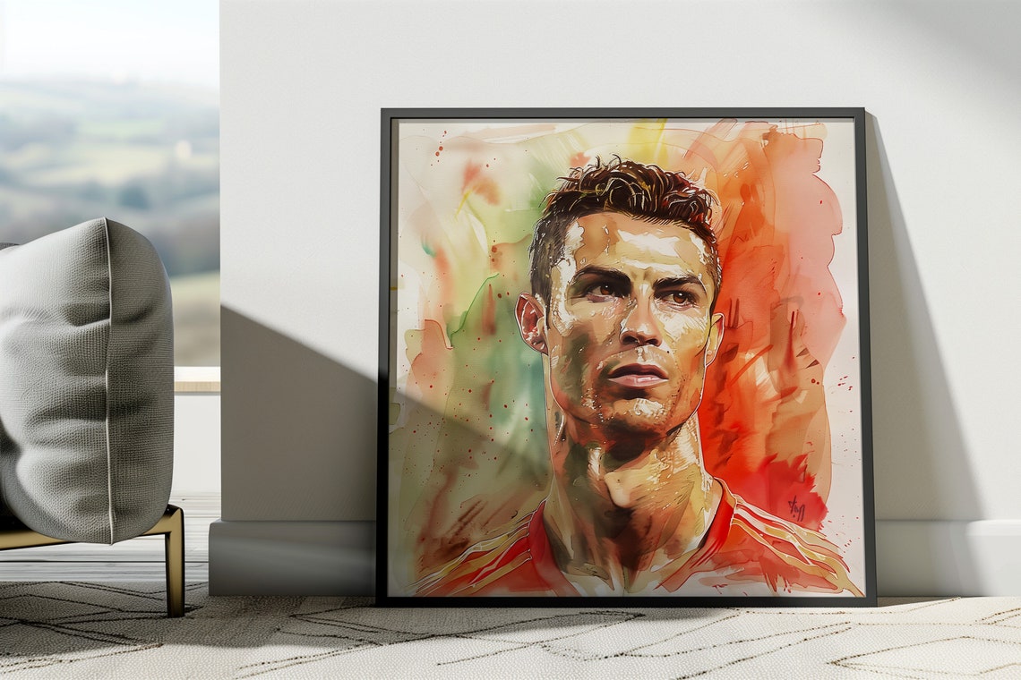 Cristiano Ronaldo Portrait Painting: CR7 Football World Star in Green ...