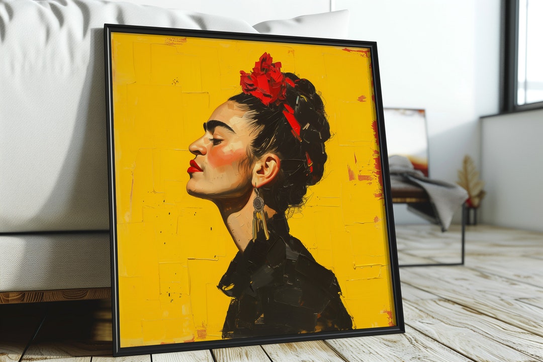 Frida Kahlo Profile Portrait: Digital Painting Look on Yellow ...