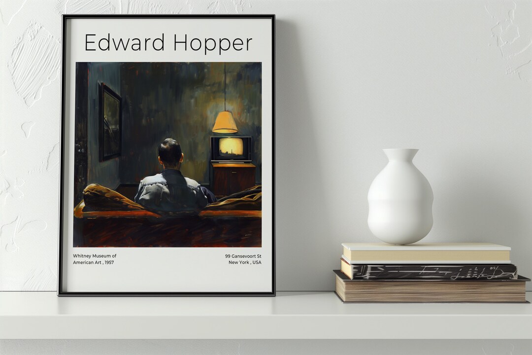 Edward Hopper inspirierter Druck: Mann schaut fern 1957 Ausstellung im ...