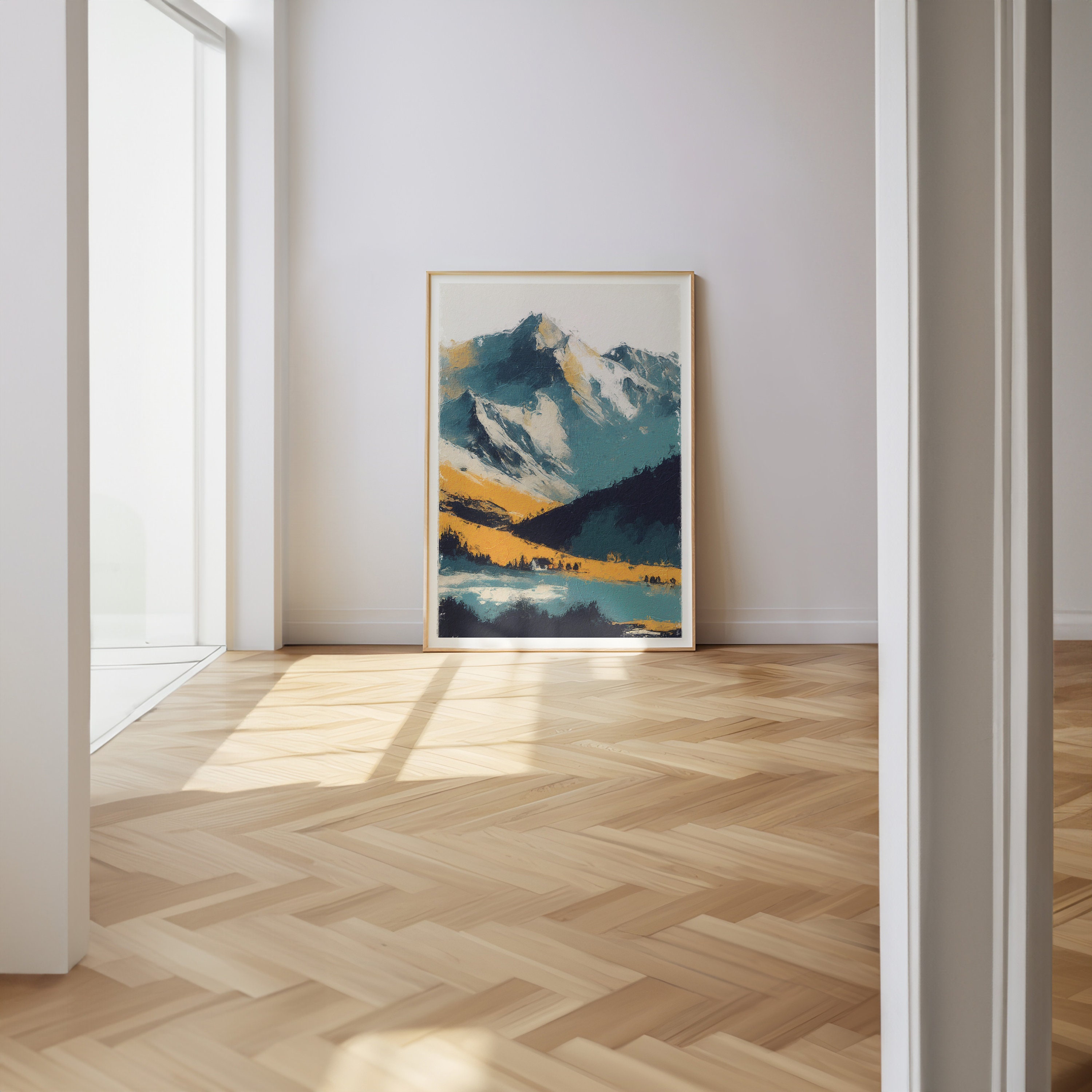 Mountain Landscape Impressionism Poster Serene Alpine View in Bold ...