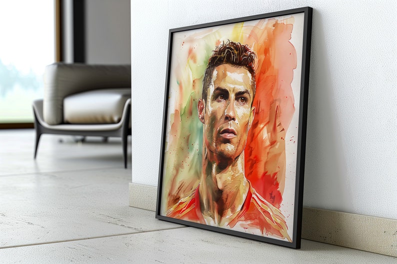 Cristiano Ronaldo Portrait Painting: CR7 Football World Star in Green ...