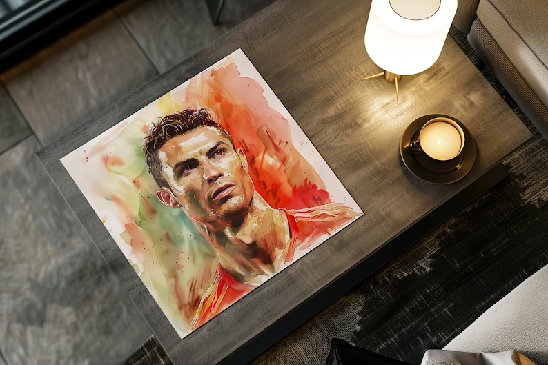 Cristiano Ronaldo Portrait Painting: CR7 Football World Star in Green ...