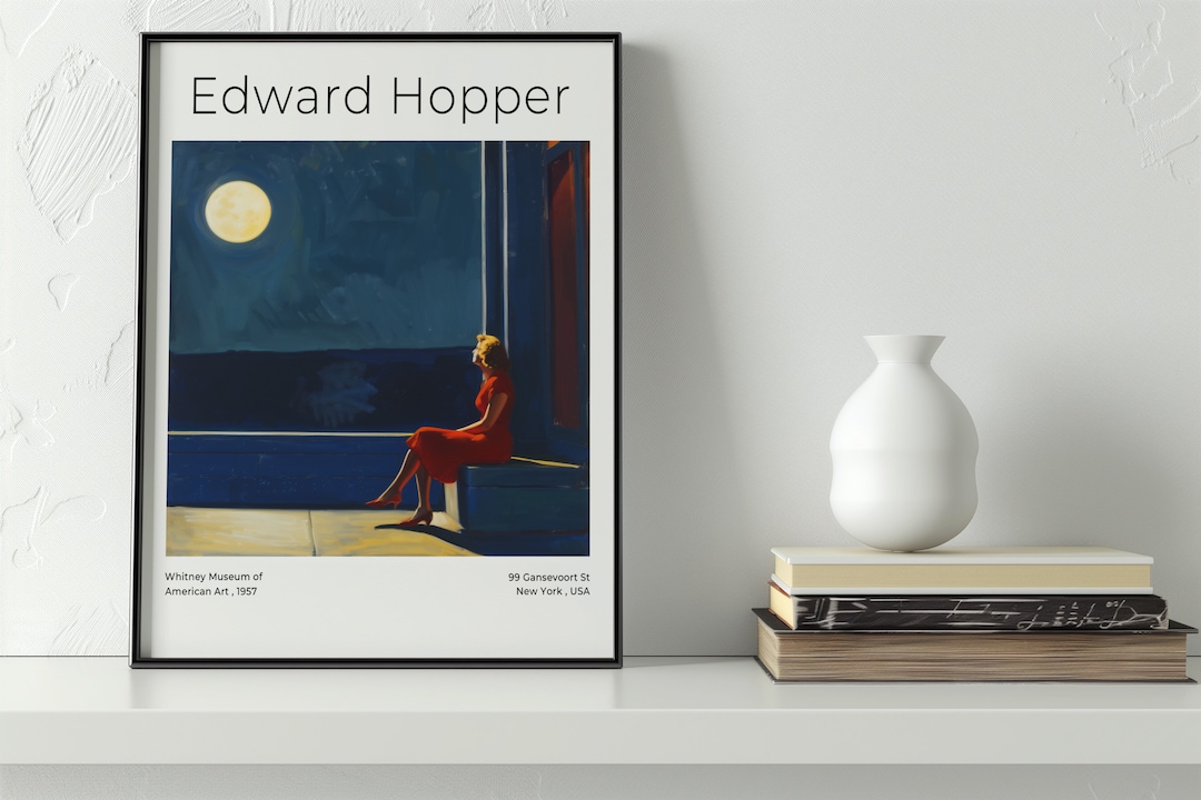 Edward Hopper Inspired Art Print: Lady Looking at the Moon 1957 Whitney ...