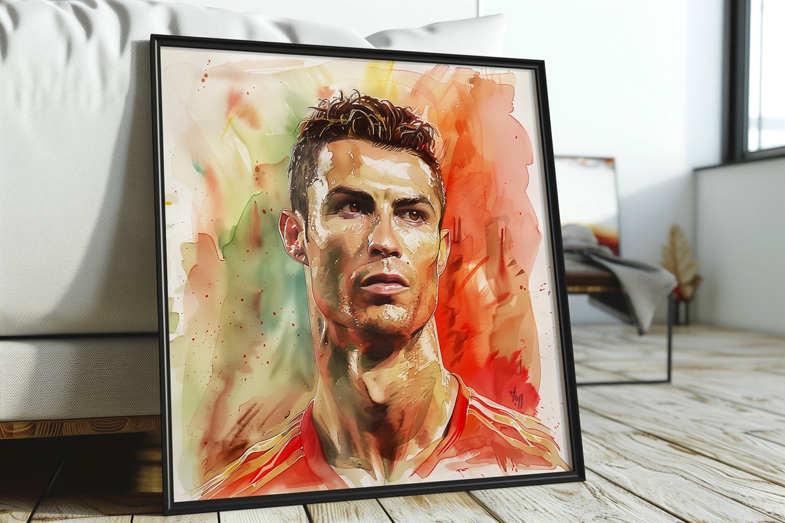 Cristiano Ronaldo Portrait Painting: CR7 Football World Star in Green ...