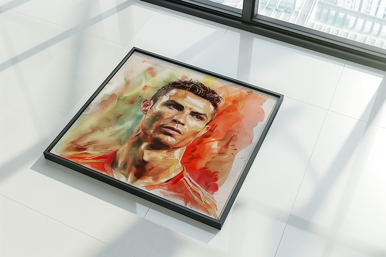 Cristiano Ronaldo Portrait Painting: CR7 Football World Star in Green ...