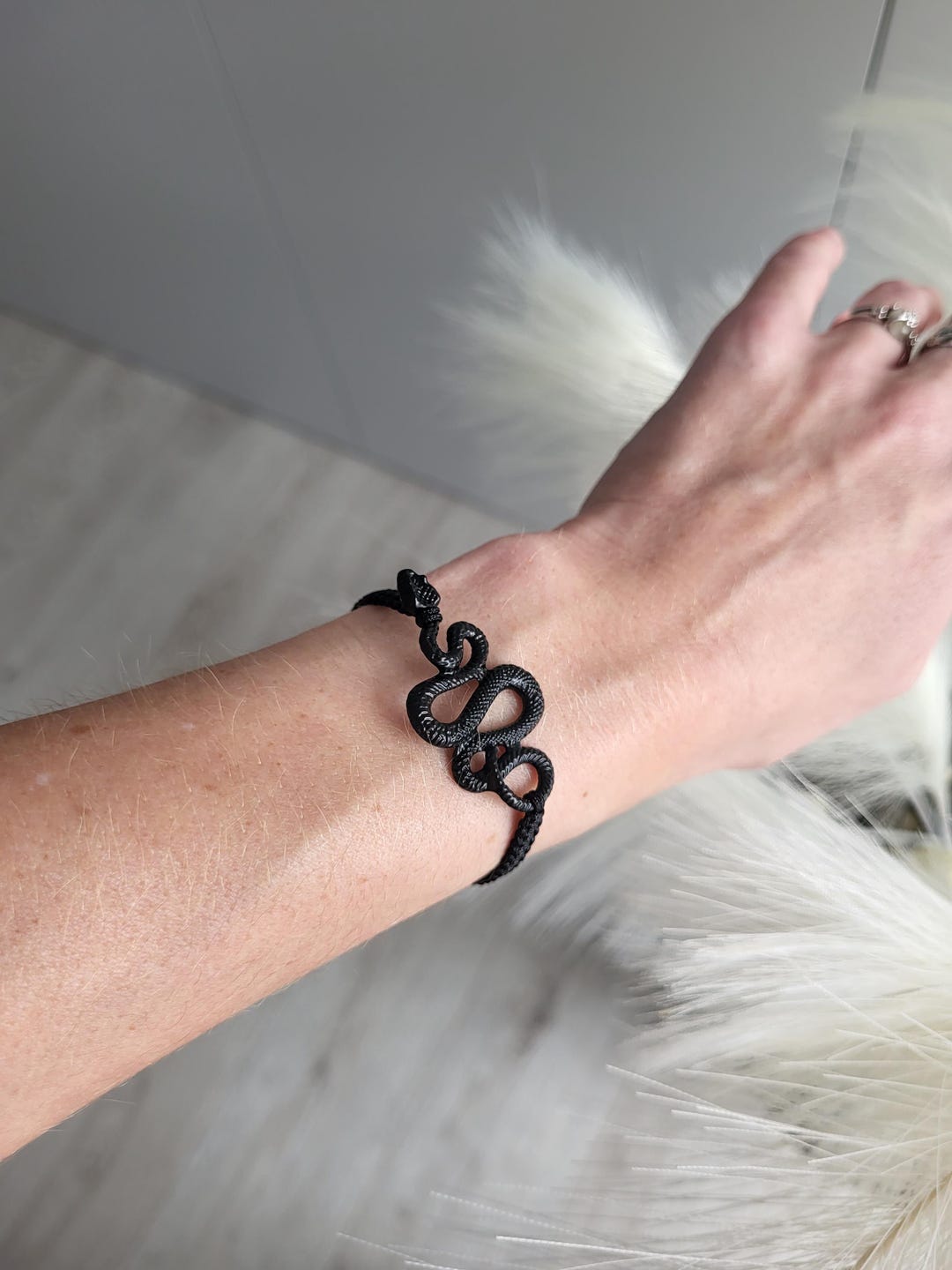 Black Cobra Snake Bracelet: Macrame Serpent Jewellery, Braided Bracelet ...