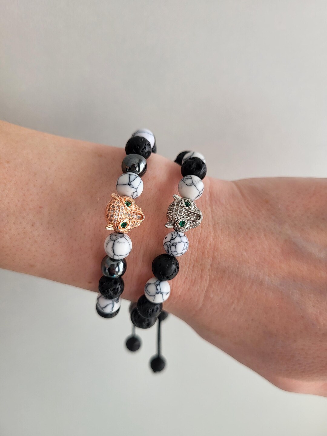 Panther Bracelet, Beaded Bracelet, Panther Gifts, Panther Jewellery ...